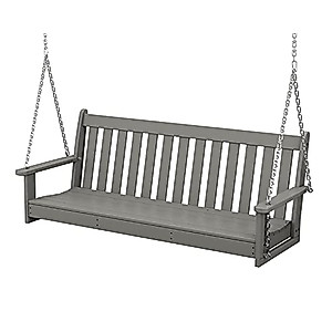 POLYWOOD GNS60GY Vineyard 60" Swing, Slate Grey & R100GY Presidential Outdoor Rocking Chair, Slate Grey