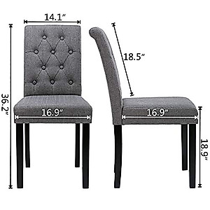 thksbought Set of 6 Chairs Upholstered Fabric Dining Chairs with Button-Tufted Details (Gray)