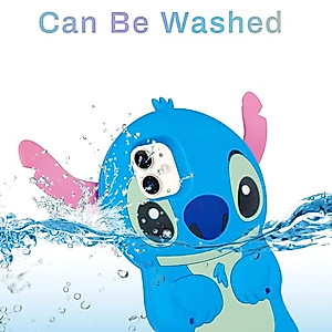 Lupct Blue Silicone Case for iPhone 11 3D Cartoon Animal Cute Funny Soft Cases Kawaii Character Cover, Fun Cool Skin Shell for Kids Teens Girls Boys for iPhone 11