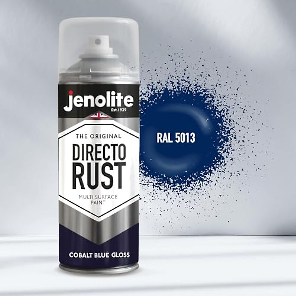 JENOLITE Directorust Spray Paint for Metal - COBALT BLUE - Gloss Finish for Indoor and Outdoor use - Multi-Surface for Metal, Plastic, Ceramic, Wood & Rusted Surfaces - 400ml (13.52fl oz), RAL5013