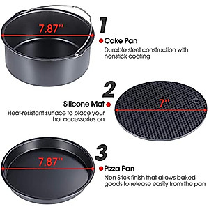 8 Inch Air Fryer Accessories, XL Air Fryer Accessories with Recipe Cookbook for Air Fryer Oven Microwave Air Fryer Accessories