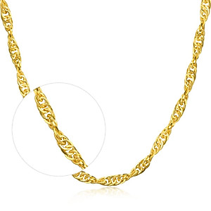 CHOW SANG SANG 999.9 24K Solid Gold Price-by-Weight Gold Twisted Chain Necklace 64425N (Approx. 0.20tael (~7.48g), 17.7 Inches, (45 CM))