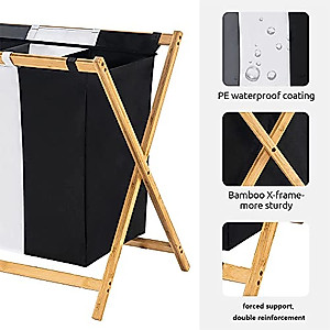 3-bag Laundry Cloth Hamper Sorter, 143l Laundry Organizer Cart,storage Laundry Bag for Dirty Clothes Bag-everyday Use, Bathroom, Bedroom,foldable 3 Sections with Wood Frame 29" X 25" X 18"
