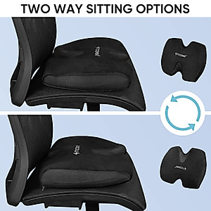 TICONN Memory Foam Seat Cushion, Office Chair Cushion Butt Pillow for Long Sitting (Black)