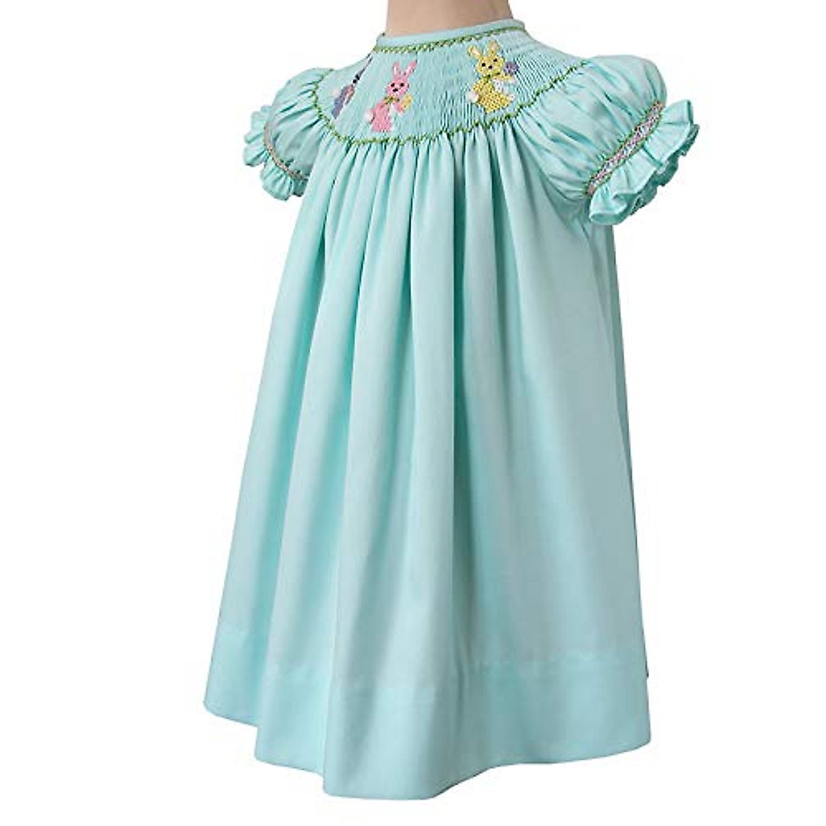 Carouselwear Easter Bunny Girls Smocked Bishop Dress Mint Green 3m Months