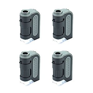 Carson MicroBrite Plus 60x-120x Power LED Lighted Pocket Microscope - Set of 4 (MM-300MU),Black/Grey