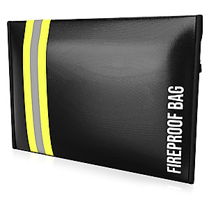 Alorva Fireproof & Water-Resistant Document Bag – 15.5 x 11 x 3-inch Pouch for Legal Documents & Valuables - Double-Layered Zippered Protection – Firefighter Designed (Black)