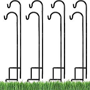 Ashman Shepherd's Hooks 35 Inch (8 Pack), Black, Made of Premium Metal for Hanging Solar Lights, Bird Feeders, Mason Jars, Christmas Lights, Lanterns, Garden Stakes and Wedding Décor.