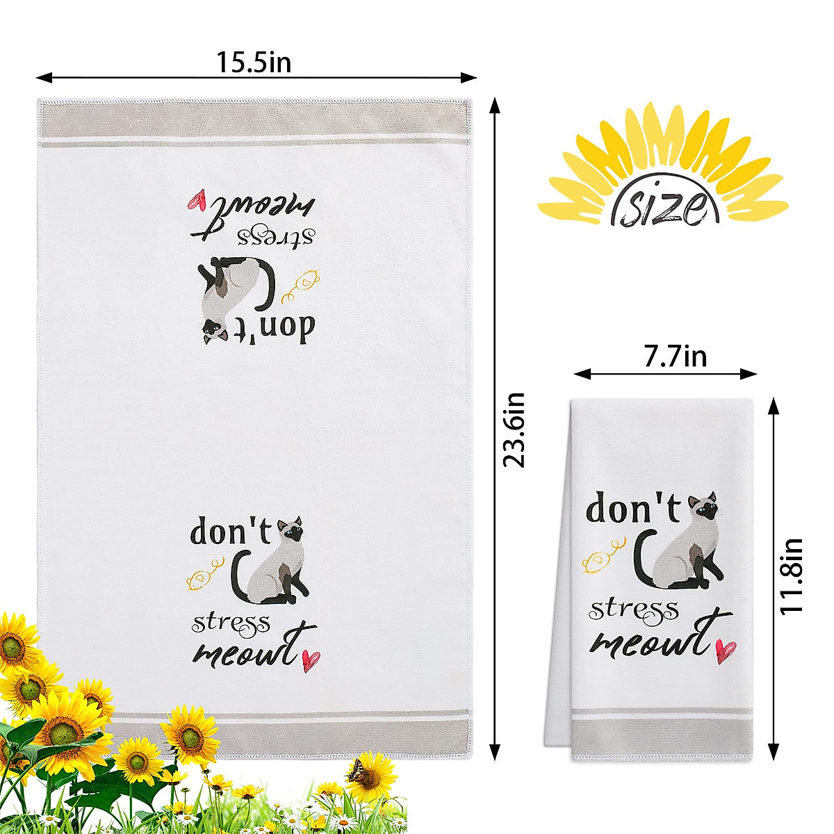 DDOFAH Funny Cat Kitchen Towels Cat Lover Gifts for Women Dish Towels Set of 4 Cat Mom Gifts Cat Sayings Tea Towels Housewarming Gifts for New Home Decor