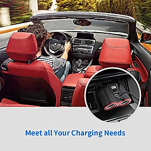 Cigarette Lighter Splitter Car Charger, 120W 2-Socket Cigarette Lighter Splitter + 1 QC3.0 USB Ports + 2 Smart USB Ports for Smart Phones, Tablets, GPS, MP3 Players