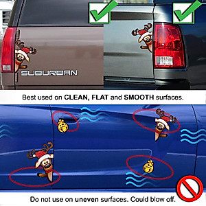 Bigtime Signs XL 4 Piece Reflective Magnetic Reindeer Car Kit - Funny Christmas Car Decorations + 2 Jingle Bells Magnets - Holiday Automotive Magnet (Waving Reindeer)