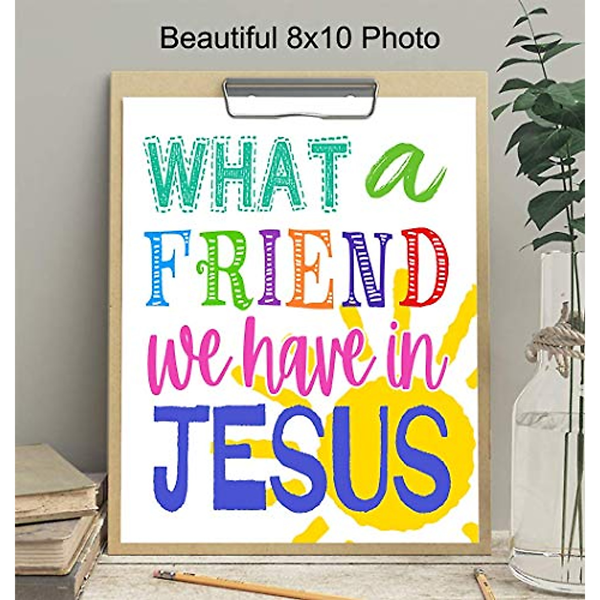 Religious Wall Decor - God Wall Decor - Christian Wall Art for Boys or Girls Room Decor, Kids Bedroom, Sunday School, Church - Catholic Gifts - Bible Verse Wall Art - Scripture Wall Decor Picture