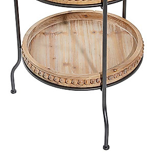 Deco 79 Metal Arched Beaded 3 Shelves Shelving Unit with Scroll Top, 17" x 17" x 51", Brown