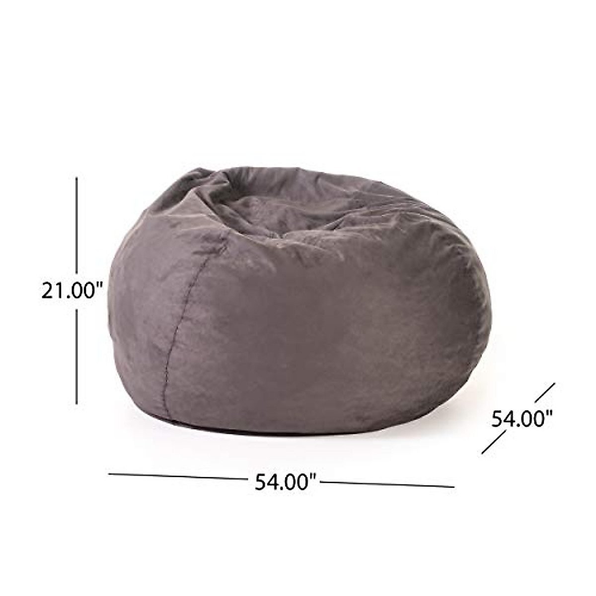 Christopher Knight Home Waldo 5 Foot Bean Bag, 5 Ft, Charcoal