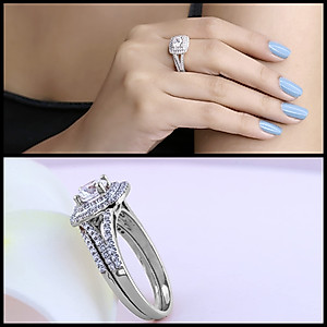 Dazzlingrock Collection 2.70 ctw Round Cubic Zirconia Double Halo Engagement Ring Set for Her (6mm Center Stone) in 10K White Gold, Size 7