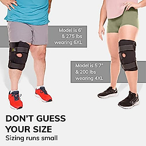 BraceAbility Plus Size Knee Brace with Hinges - Bariatric Compression Support for Obese Men and Women with Large Legs, Osteoarthritis, Patella Instability, Joint and Chronic Kneecap Pain Relief (9XL)