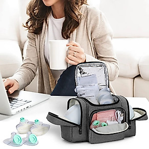 BAFASO Wearable Breast Pump Bag Compatible with Elvie Breast Pump or Momcozy S12 Pro, Tote for Wearable Breast Pump and Extra Parts (Patent Pending), Gray