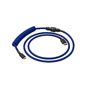 Glorious Coiled Keyboard Cable – Coiled USB C Cable Artisan Braided Cables for Mechanical Gaming Keyboard Coiled Cable - Custom Keyboard Cable (Cobalt Blue)