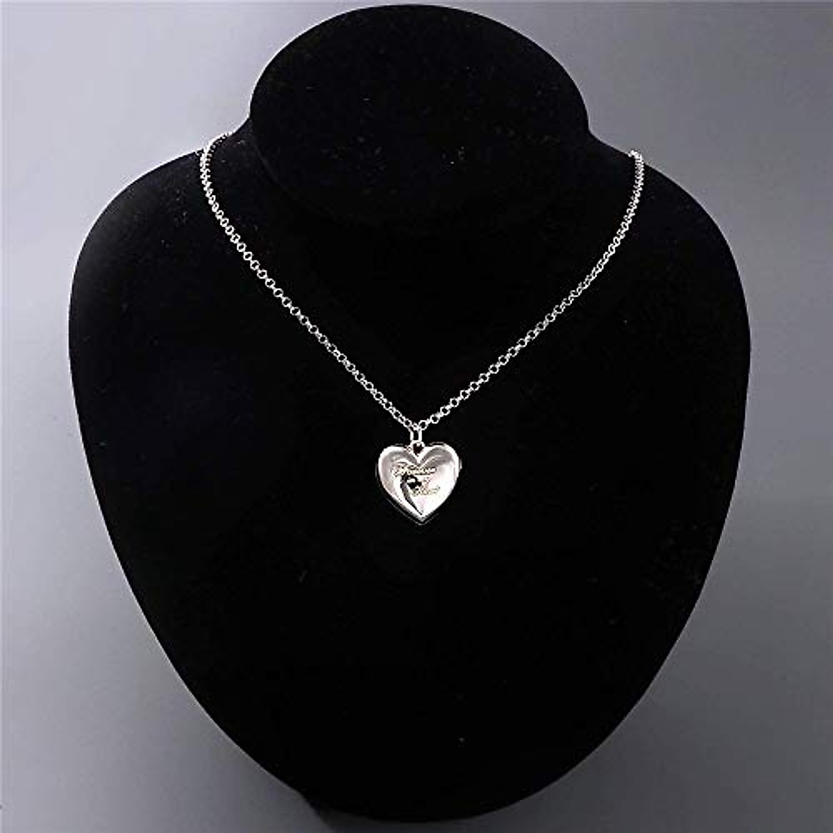 Daruirong 925 Sterling Silver Personalized Photo Heart Locket Necklace Forever in My Heart Custom Add Your Text That Holds Pictures for Women Men Kids(Heart-Shape) | New 0.9 inch Large Size |