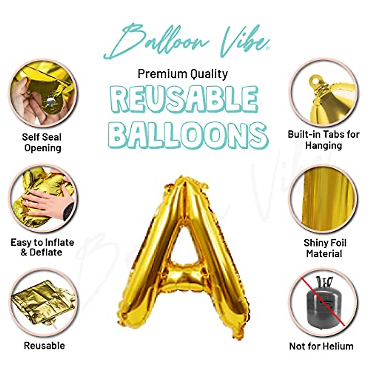 Letter Balloons - Custom Phrase 16 Inch Balloon Letters Alphabet & Number Foil Balloons - Letter Balloon Banner for Birthday, Baby Shower - Gold, Silver, Rose Gold, Red, Blue, Pearl White & Black