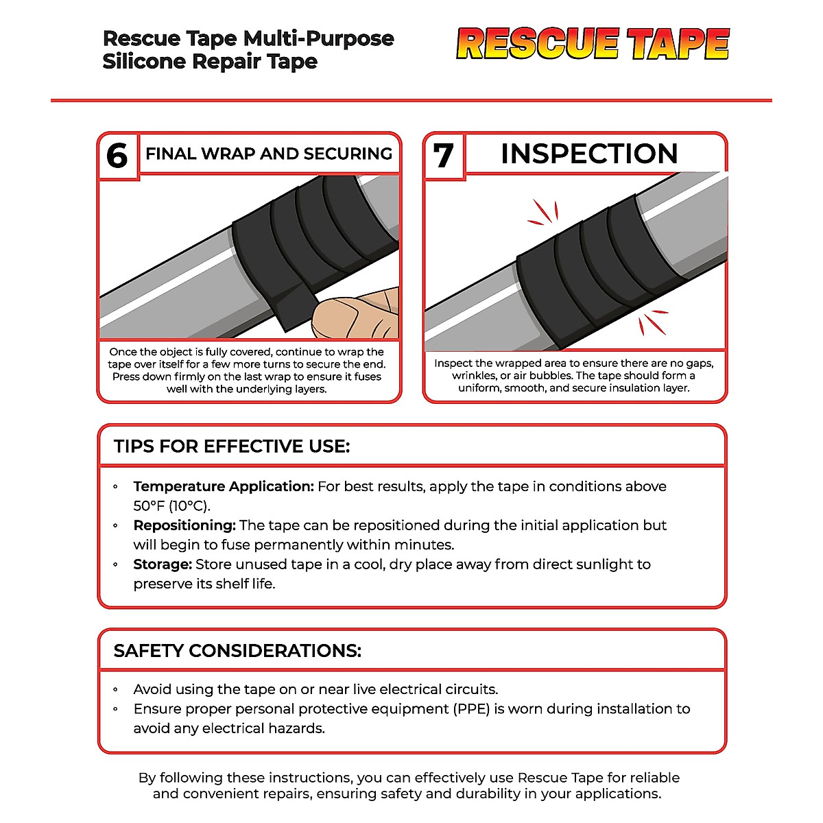 Bond It Rescue Tape, Self-Fusing Silicone Tape, Emergency Plumbing Pipe & Radiator Hose Repair, Electrical Insulation, Military Std, 1"x12', Black