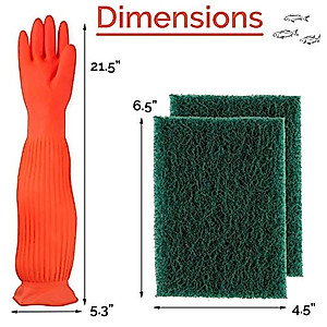 AroPaw Aquarium Cleaning Tools Set 22 Inch Waterproof Gloves, Aquarium Cleaner Fish Tank Sponge