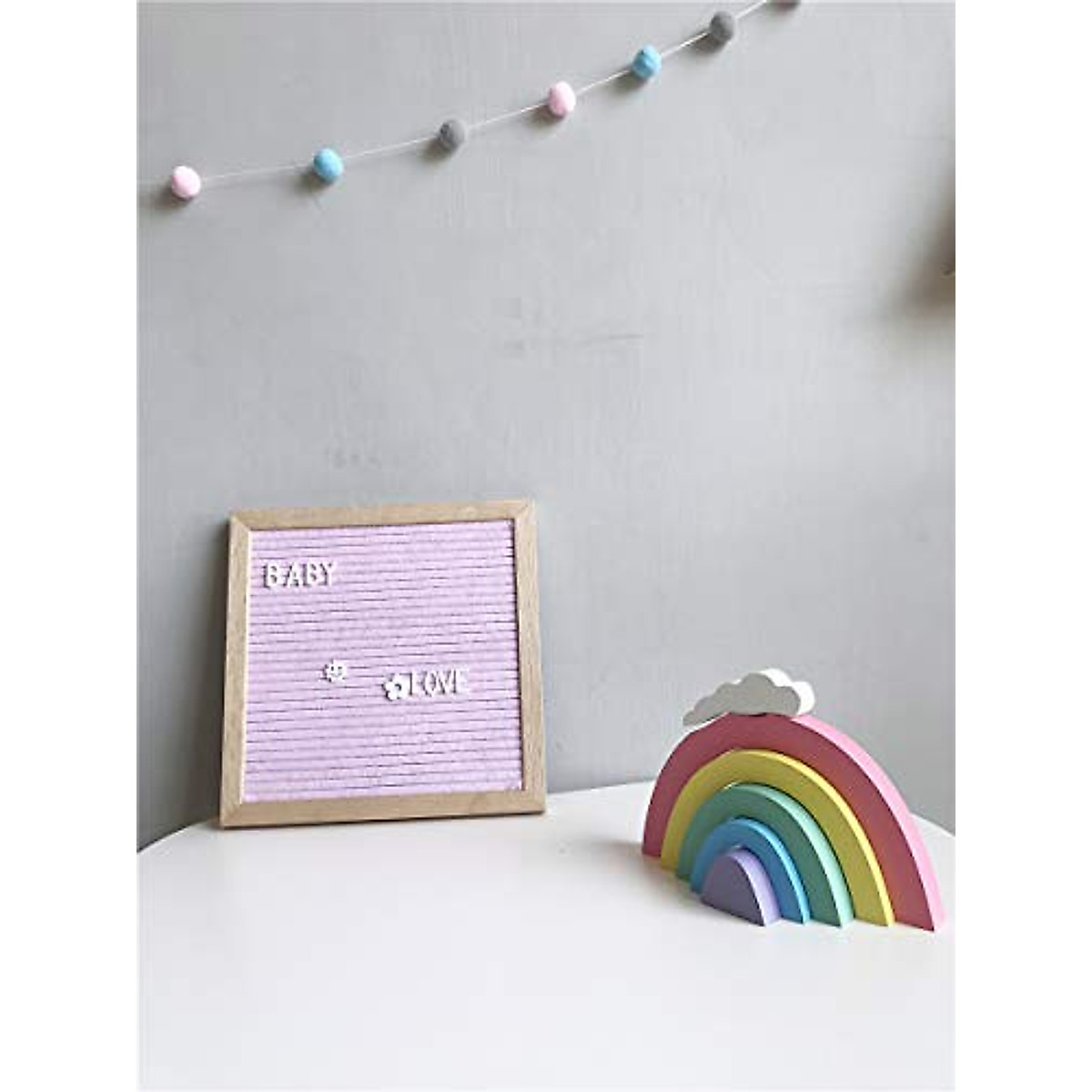 Felt Board Felt Letter Board, 10 x 10 inch Message Board Word Board Letter Board Sign Bulletin Board Letters, Pregnancy Announcements Baby Announcement Sign, Valentines Day Gifts for Her Letterboard (Pink)