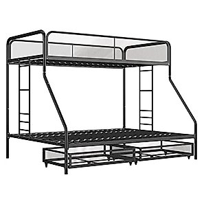 DHP Joslin Twin/Full Bed with Storage, Black Metal Bunk