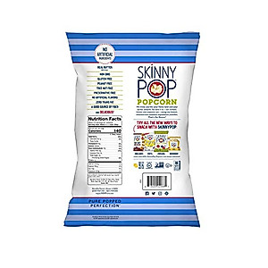 SkinnyPop Butter Popcorn, Gluten Free, Non-GMO, Healthy Popcorn Snacks, Skinny Pop, 4.4oz Grocery Size Bag