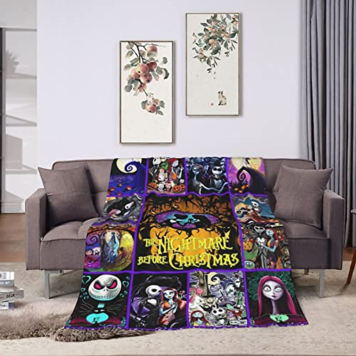 Christmas Flannel Plush Custom Fall Decorative Throw Blankets for Women Men Couch Bed Sofa Living Room,Ultra Large Cozy Soft and Warm Air Condition Washable Blanket 50"X40"