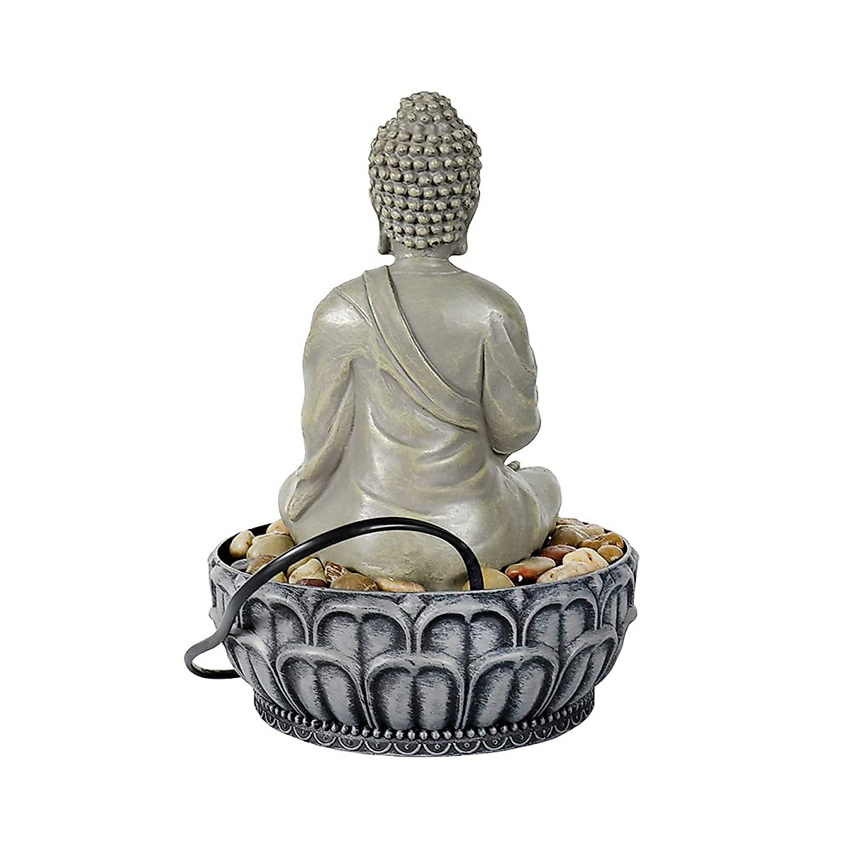 BBabe 11.4inches Sitting Buddha Fountain, Led Indoor Waterfall Fountain Fengshui Meditation Relaxing Decor for Home Office