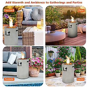 Tangkula Outdoor Round Propane Fire Pit, Patiojoy 16 Inch Auto-Ignition Patio Gas Fire Pit with Waterproof Protective Cover, Touch-up Pen and Lava Rocks, 30,000 BTU Fire Pit for Backyard, Outside