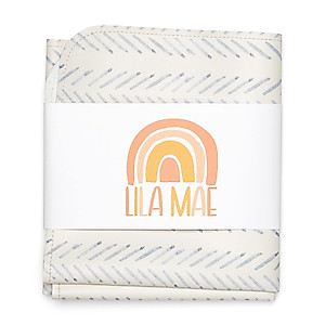 Lila Mae Baby Changing Mat - Wipeable, Portable Changing Pad, Travel Changing Mat for Baby or Small Toddler, Easy to Fold or Roll Up - Faux Leather (Herringbone)