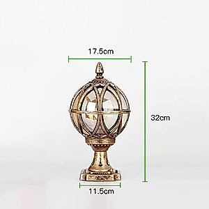 CZLZY European Patio Post Rust-Proof Glass Ball Column Light Die-Casting Aluminum Globe Landscape Lighting Fixture Retro Waterproof Outdoor Pillar Lamp Courtyard Villa Terrace Lantern