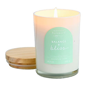 Beautifully Balanced Scented Lidded Glass Soy Candle, Balance + Bliss, 9.3 oz.