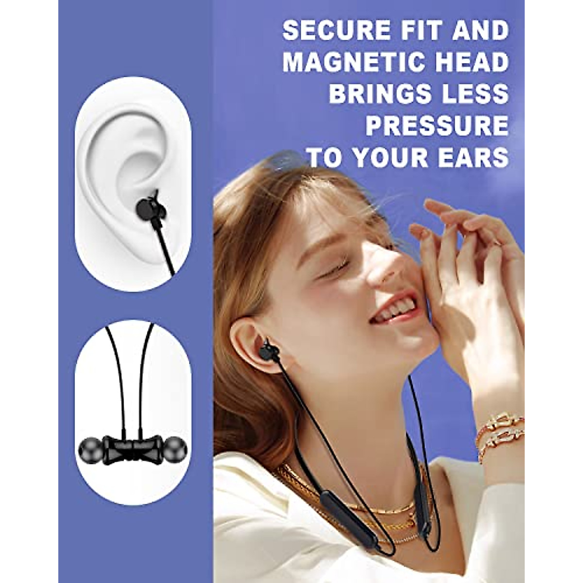 Mubiao Bluetooth Headphones Neckband 20Hrs Playtime V5.0 Wireless Headset Sport Noise Cancelling Earbuds w/Mic for Gym Running Compatible with iPhone Samsung Android