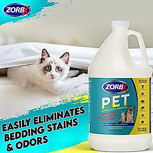 ZORBX Pet Stain and Odor Eliminator for Strong Odor - Dual Action Natural Enzymes Pet Odor Neutralizer & Stain Remover for Dog & Cat Urine | Carpet Cleaner Spray - 128 FL Oz (1 Gallon)