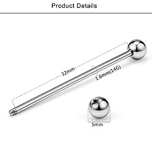 Lcolyoli 14G Stainless Steel Industrial Barbell Earrings for Women Men Cartilage Helix Rings Piercing Jewelry 9 Pieces 1 1/4 Inch (32mm) Rainbow Black Silver