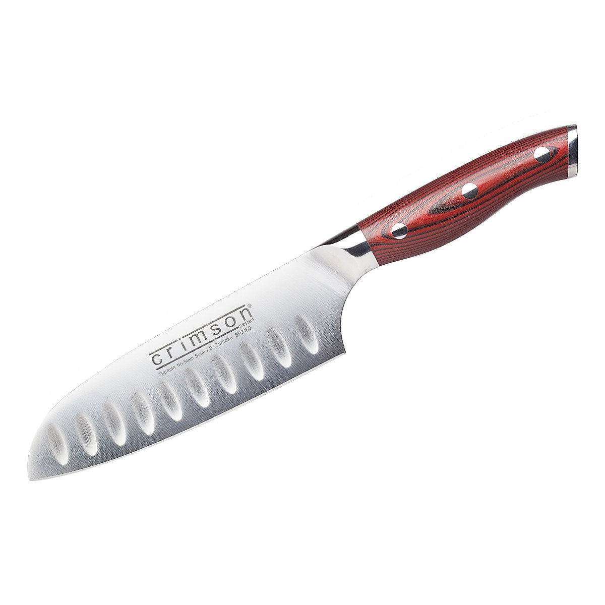 Ergo Chef Santoku with Hollow Grounds Crimson Series Knife with G10 Handle