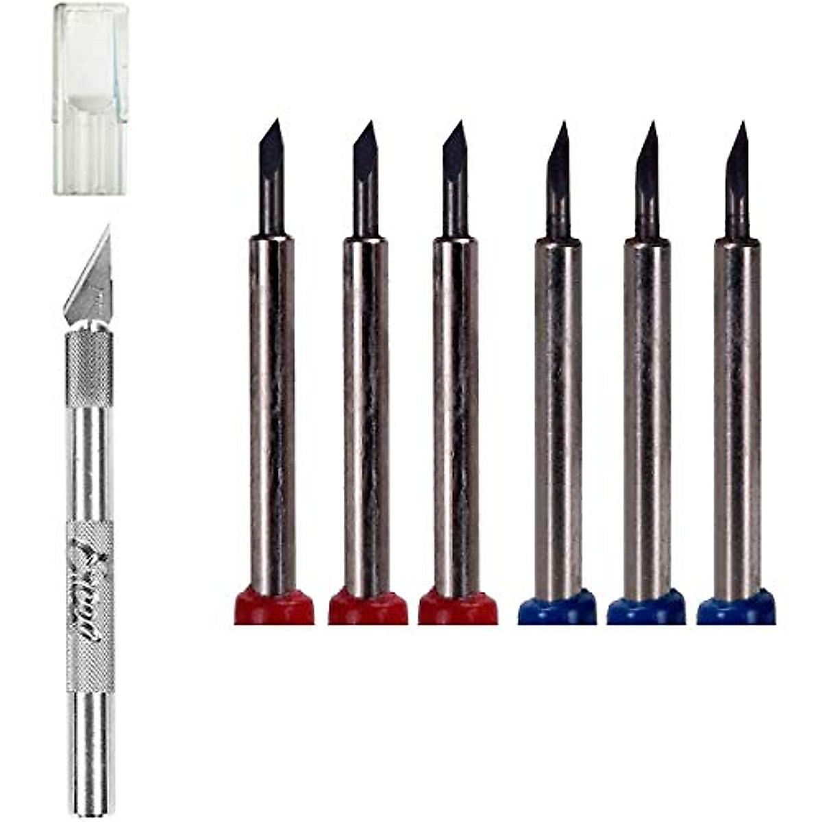 7-PC Kit - 6 Roland Type Vinyl Cutter Replacement Carbide Blades + Vinyl Weeding Cutting Hobby Knife