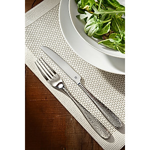 DANIALLI Modern Fidenza Hammered Silverware Set - 18/10 Stainless Steel Flatware Set for Elegant Dining - Dishwasher Safe Cutlery Set (20-Piece)