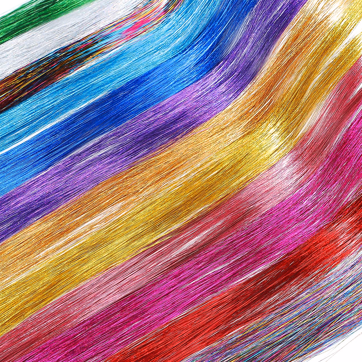 Hair Tinsel kit Fairy Hair Tinsel Kit 47 Inch Hair Extensions Hair Tinsel Kit Strands with Tool 12 Colors 2280 Strands Sparkling Glitter Fairy Hair Tinsel (12 Colors)