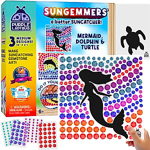 SUNGEMMERS Big Gem Mermaid & Dolphin Diamond Window Art Suncatcher Kit for Kids 6-8 9 10, Birthday Gifts for 7 Year Old Girl, Arts and Crafts for Girls Ages 8-12, Easter Basket Stuffers for Kids