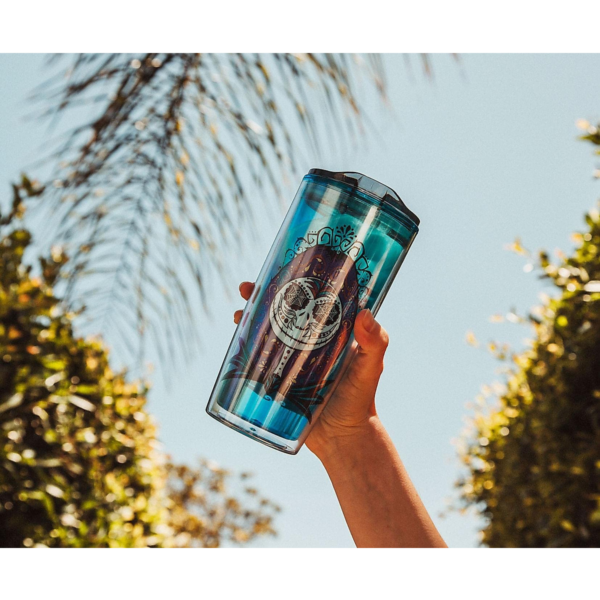 Disney Nightmare Before Christmas Sugar Skulls Plastic Travel Tumbler with Lid