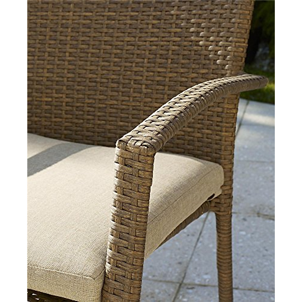 Cosco Outdoor 3 Piece High Top Bistro Lakewood Ranch Steel Woven Wicker Patio Balcony Furniture Set with Cushions, Brown