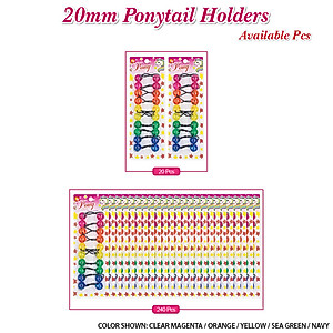 20 Pcs 20mm Glitter Bubble Twinbead Ponytail Holders with Balls for Girls' Hair Accessories (Assorted)