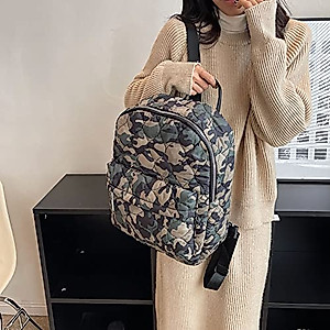 JQWYGB Puffer Backpack - Puffy Backpack Soft Nylon Casual Daypack Lightweight Quilted Backpack for Women Girls (Camouflage)