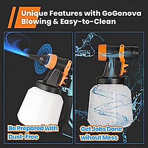 HVLP Power Paint Sprayer, GoGonova 1400ml Large Container Electric Spray Gun with Cleaning&Blowing Functions, 4 Nozzles, 3 Patterns and Filter for Home Exterior, Interior, Fence, Shed and Cabinet