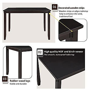 5 Piece Kitchen Dining Table Set 1 Wooden Table + 4 Chairs Set for Restaurant Espresso