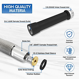 44” Stainless-Steel Pre Rinse Hose with Heat Resistant Black Handle for Commercial Kitchen Sink Faucet Dish Washing Sprayer Hose Replacement Kit